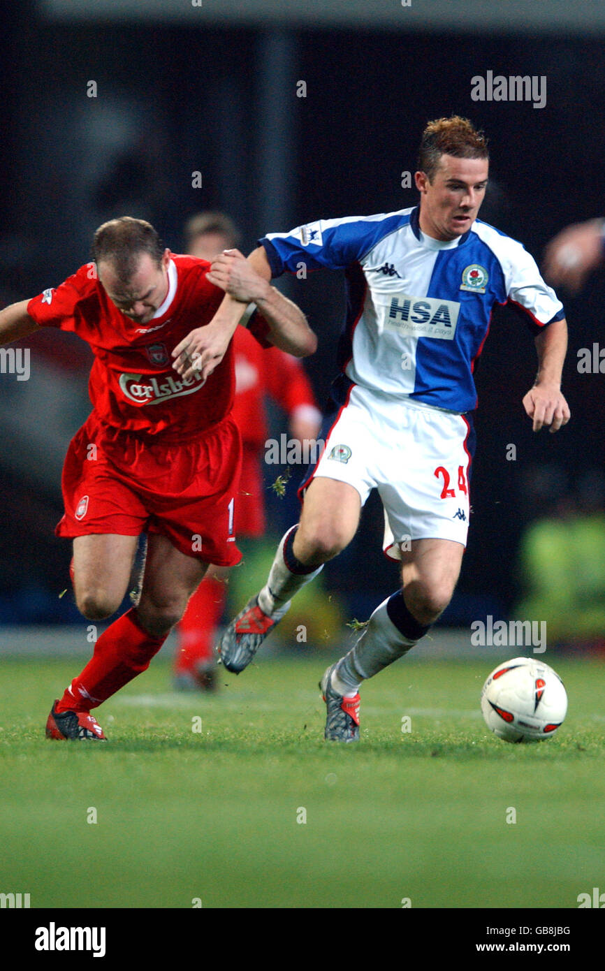 Blackburn Rovers' Barry Ferguson (r) and Liverpool's Danny Murphy (l ...