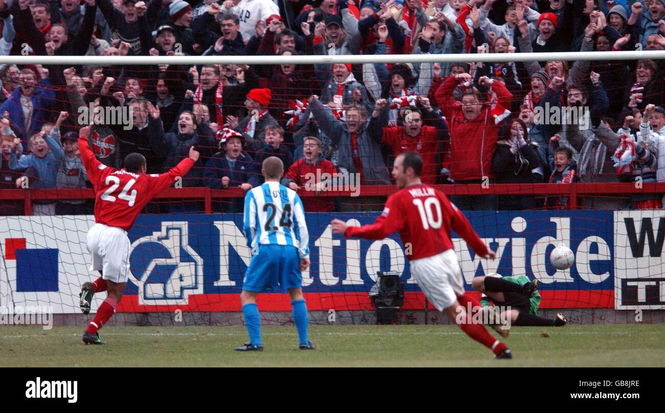 Huddersfield Town's reserve goalkeeper Phillip Senior is beaten for the ...