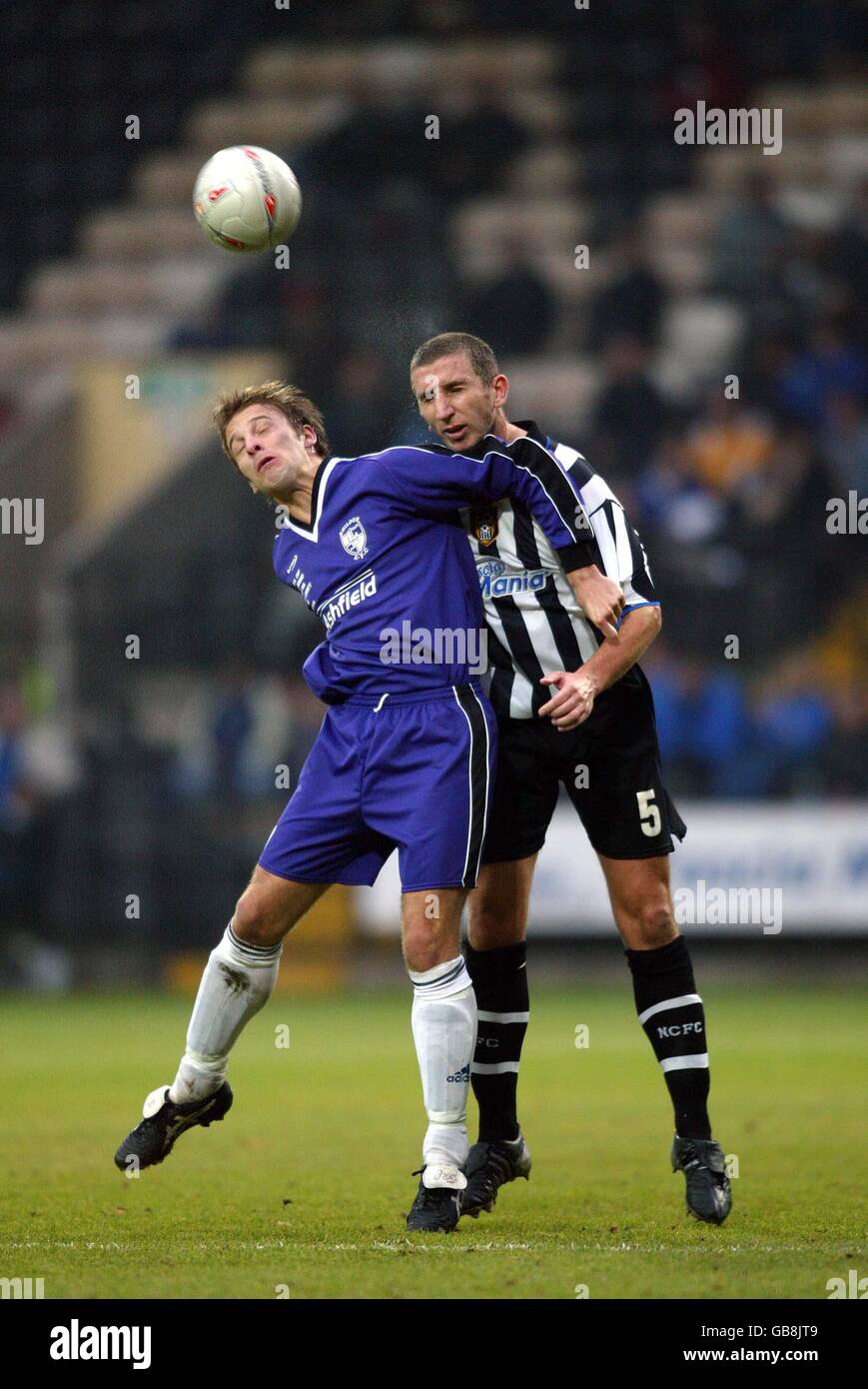 Notts County's Tony Barras and Shildon's Garry Barnes battle for the ...