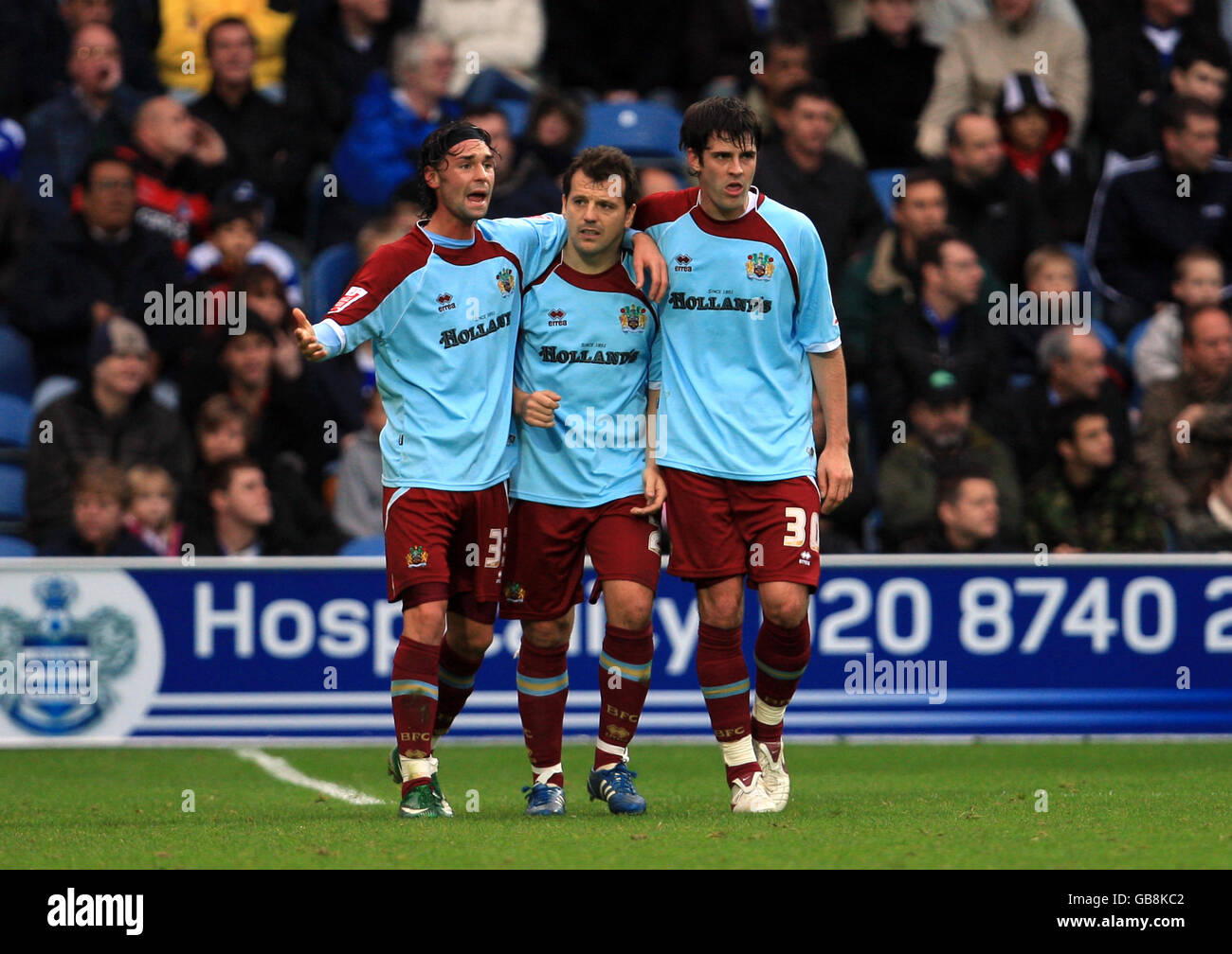 (left to right) Burnley's Chris Eagles, scorer Robbie Blake and Steven ...