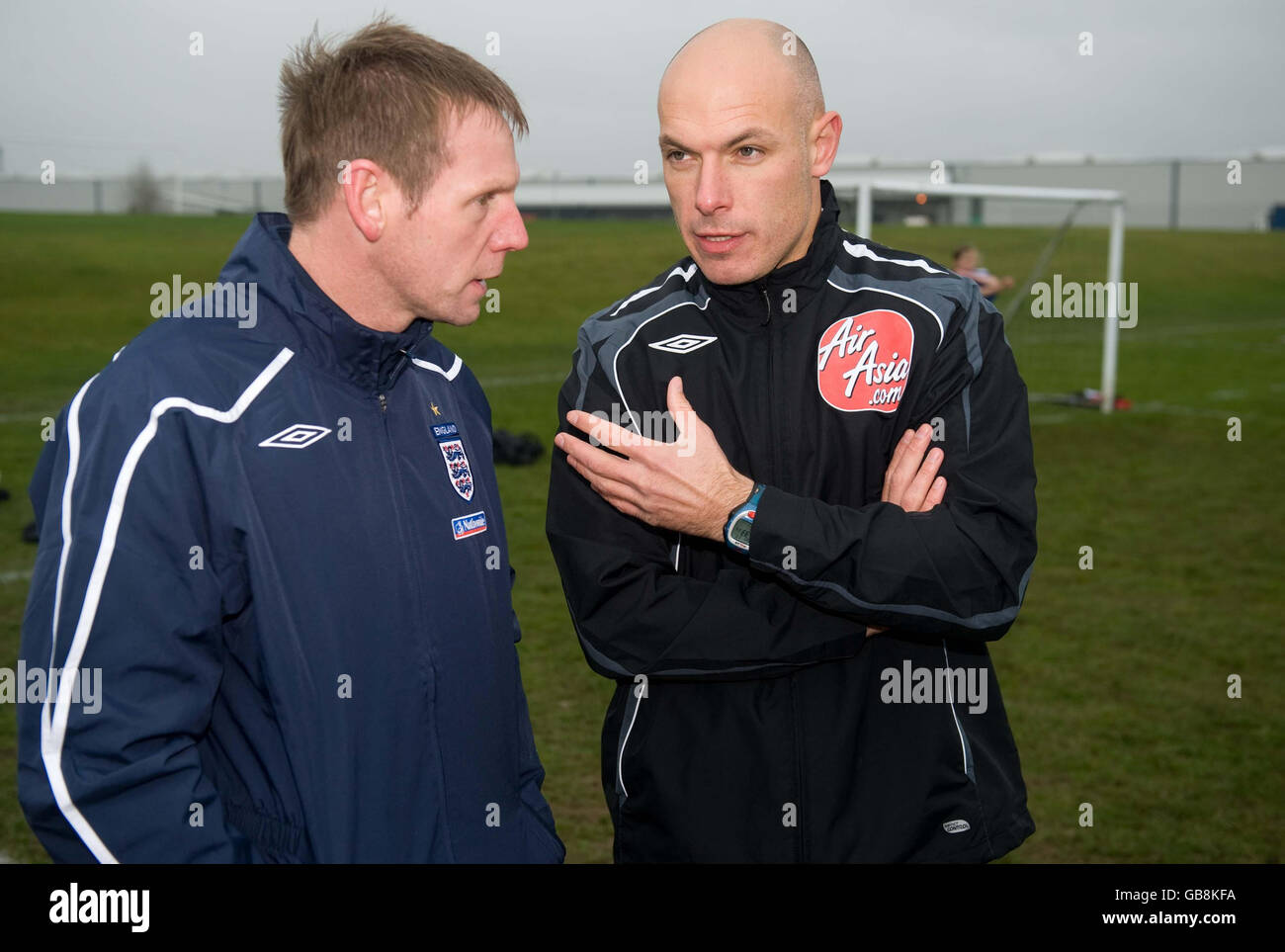England under 21s coach Stuart Pearce with Premier League referee ...