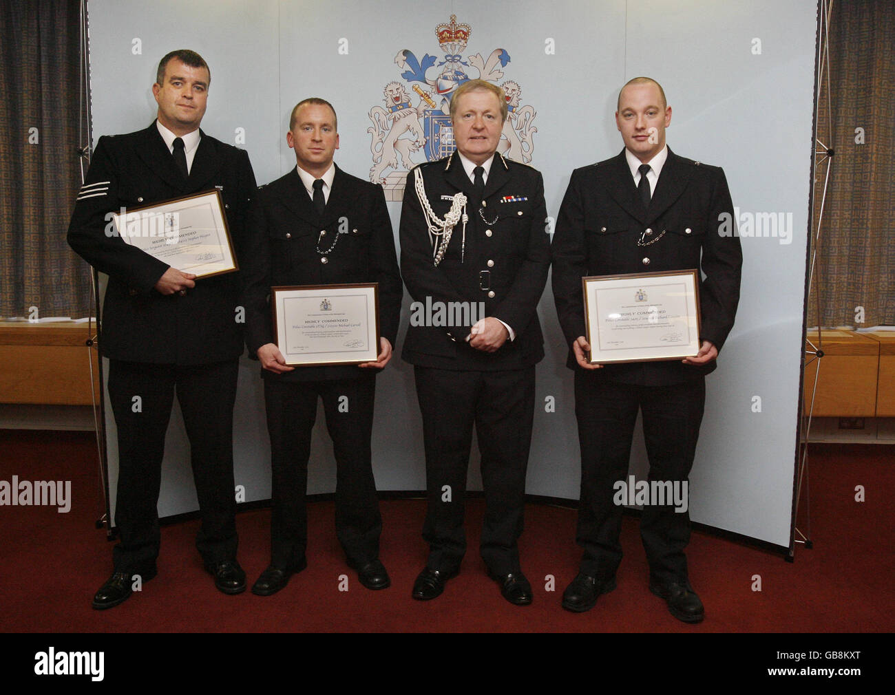 Police Sergeant Steve Hayter (left) and Police Constables Mick Carroll ...