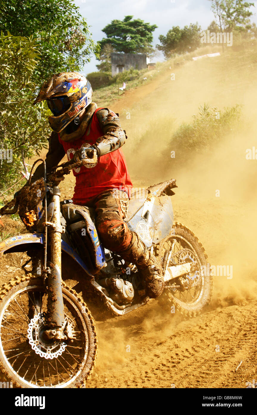 The motorcycle race hole on December at Dambri waterfall, motorcyclist ...