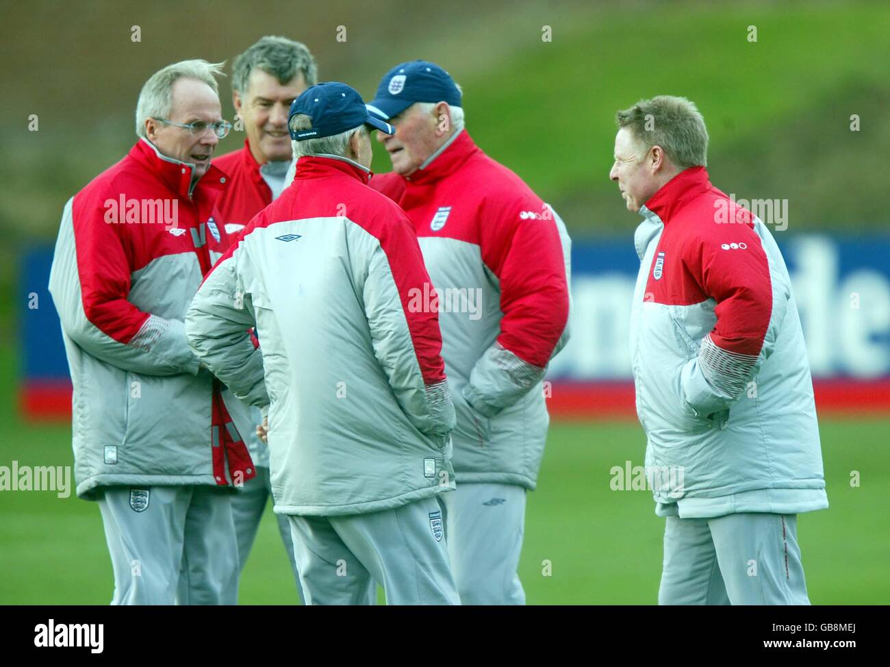 England's manager Sven Goran Eriksson and his coaching staff during ...