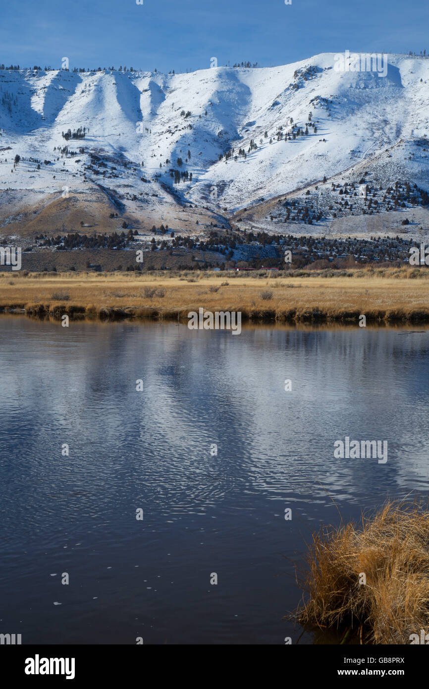 Ana River with Winter Rim, Summer Lake Wildlife Area, Oregon Outback ...
