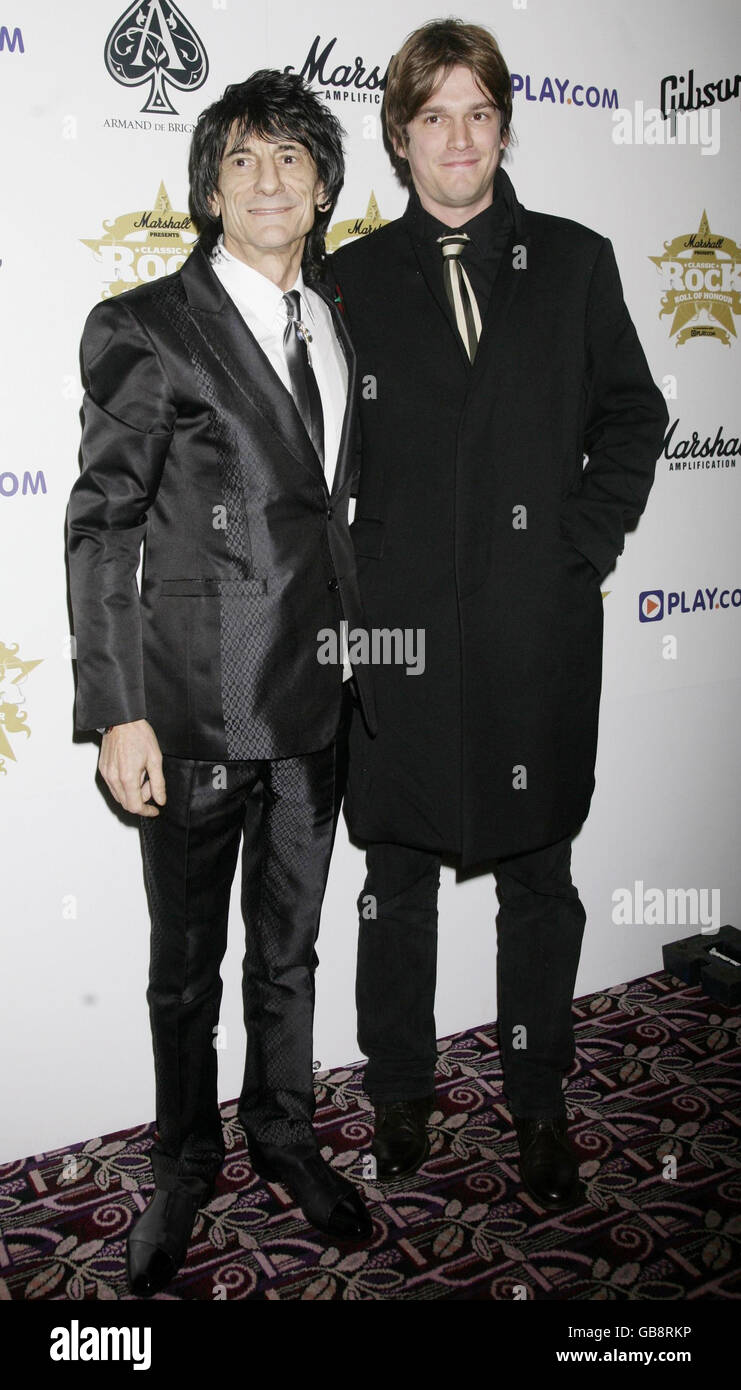Ronnie Wood and his son Jesse Wood arriving at the Classic Rock Roll of ...
