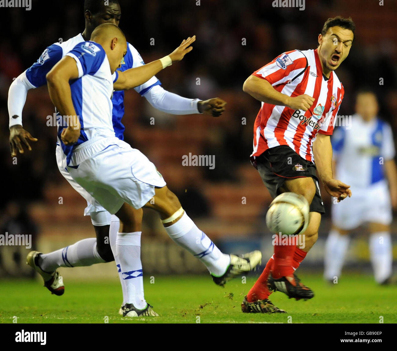 Sunderland's Steed Malbranque with Blackburn's Martin Olsson during the ...