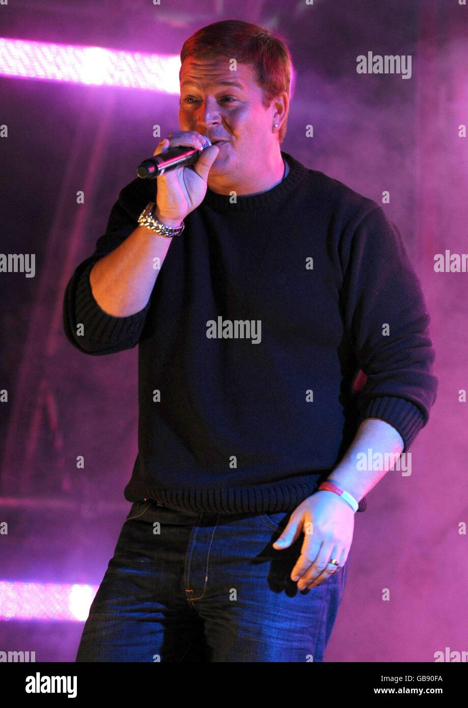 Daniel Evans, X Factor finalist, performs before the Sugababes switch ...