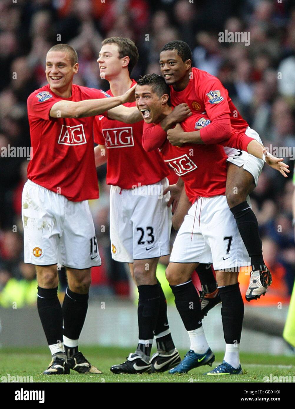 Manchester United's Cristiano Ronaldo (second from left) celebrates ...