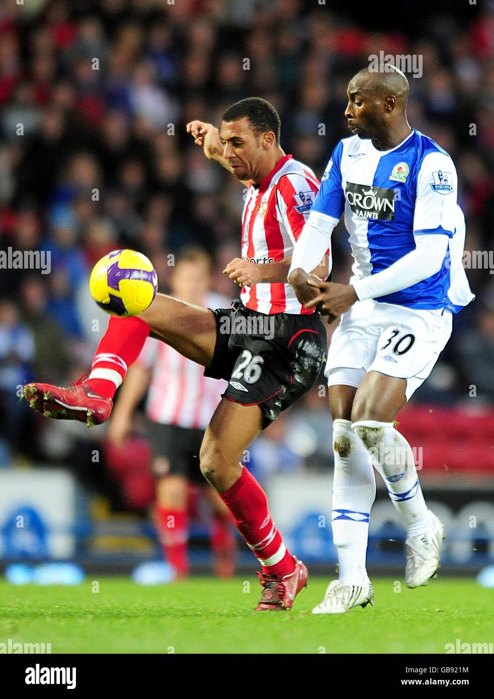 Sunderland's Anton Ferdinand and Blackburn Rovers' Jason Roberts battle ...