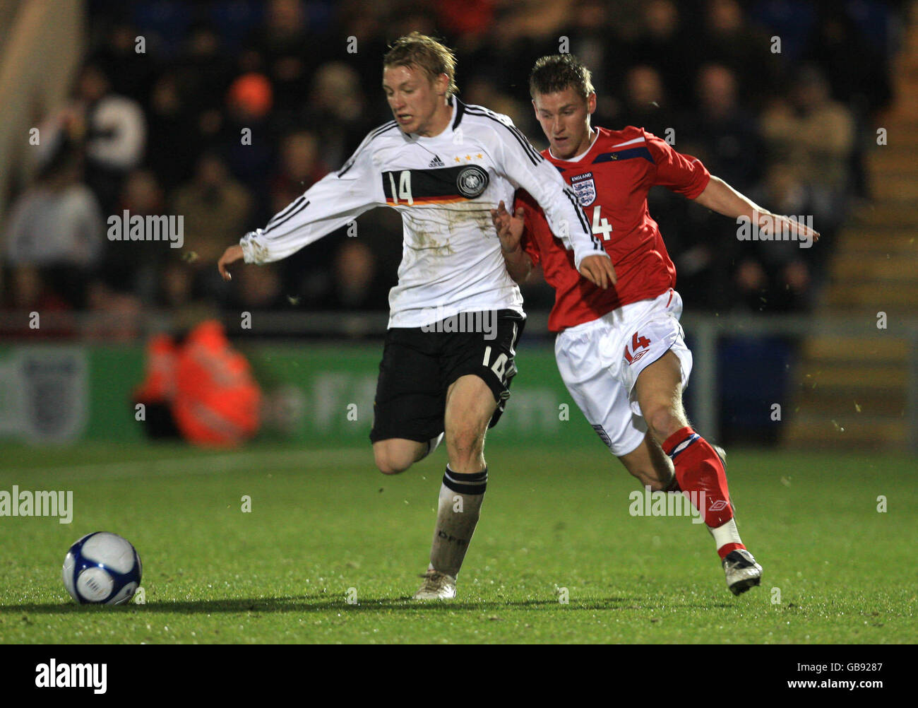 England's Jonathan Franks and Germany's Niels Teixeira battle for the ...