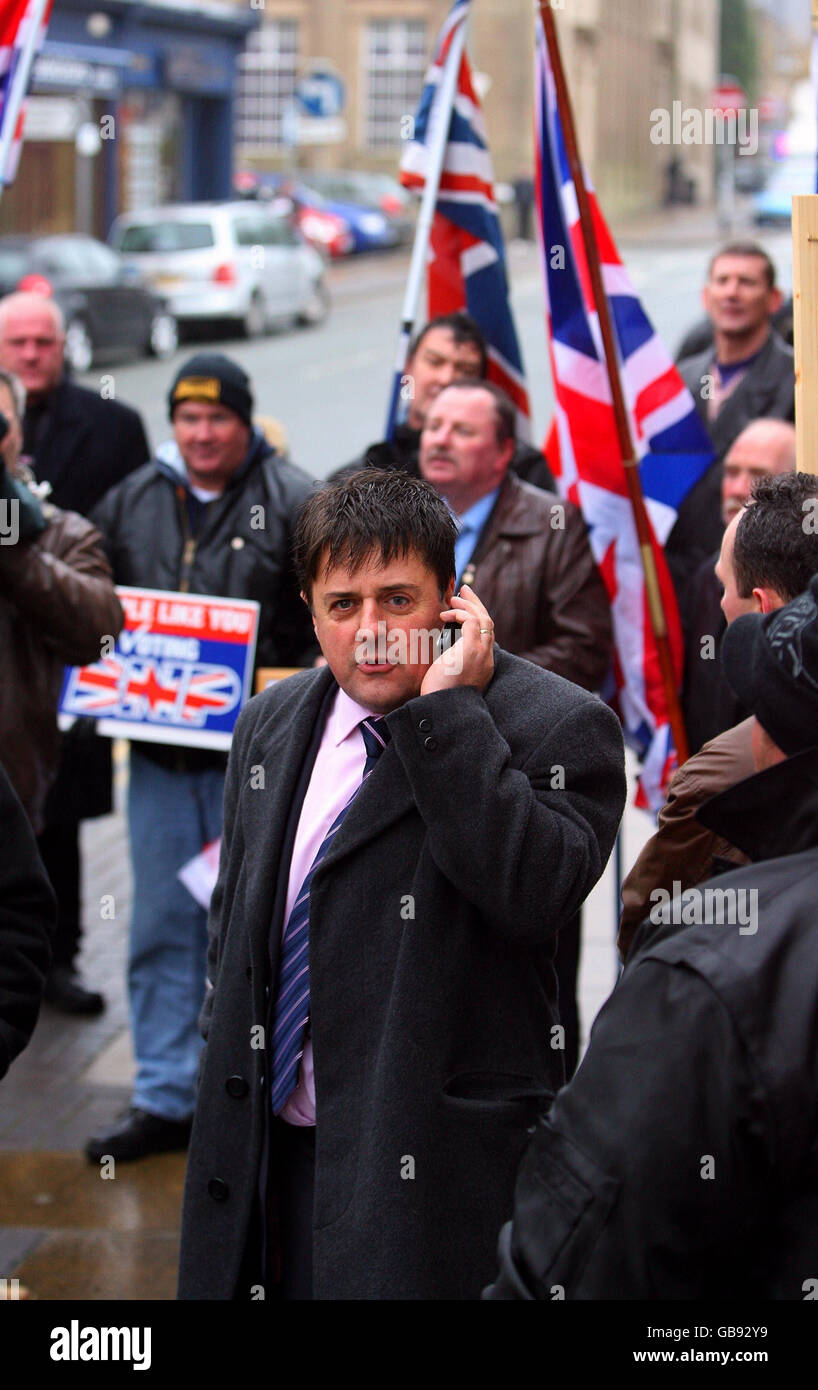 BNP stage police protest Stock Photo - Alamy