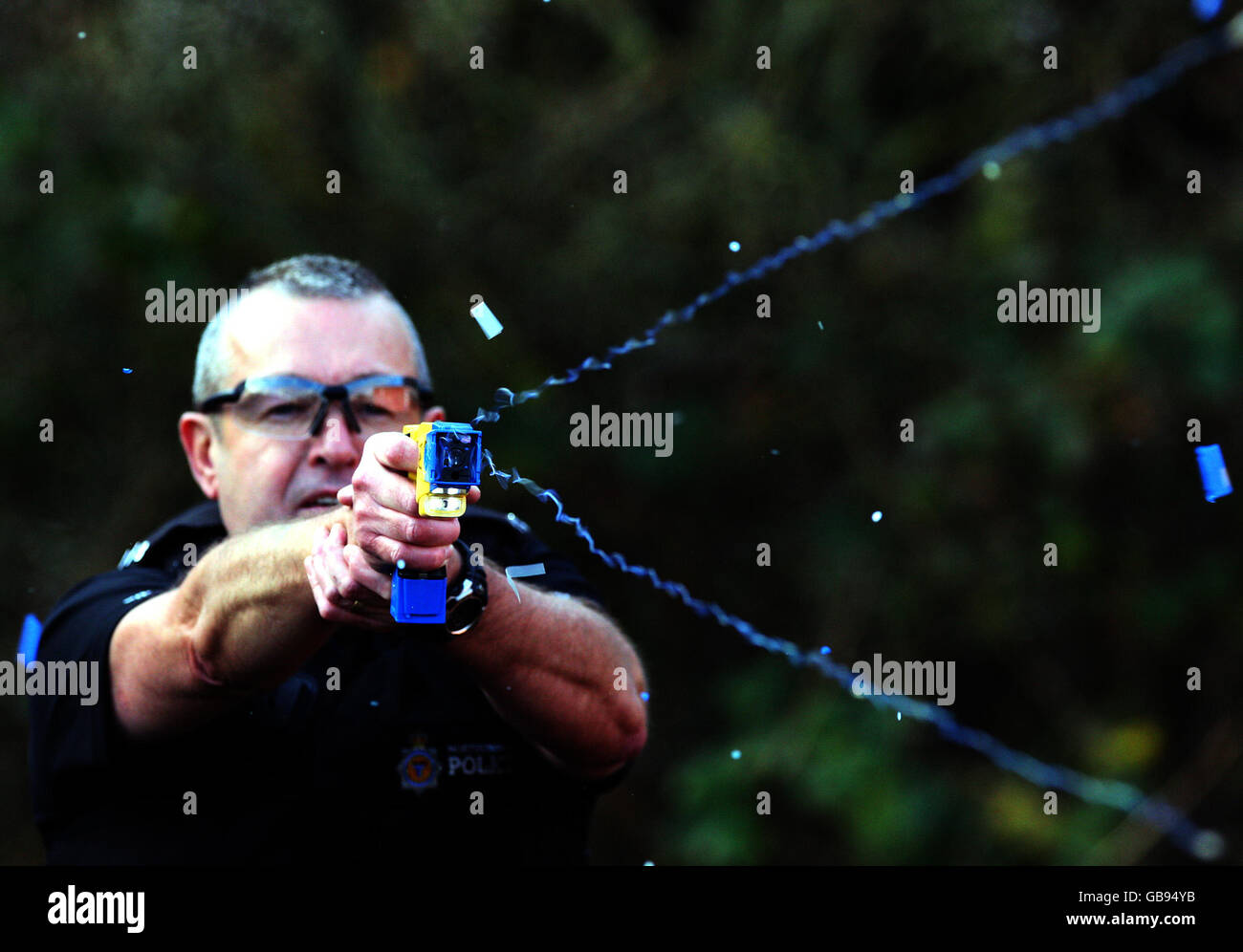 Taser stun gun demonstration Stock Photo - Alamy