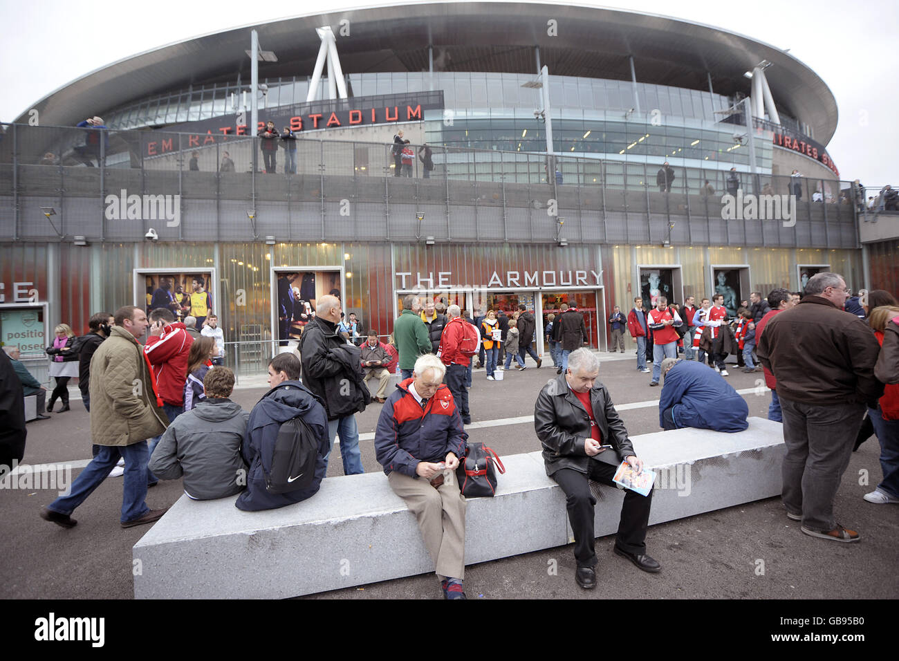 Arsenal fans outside the emirates stadium before the game hi-res stock ...