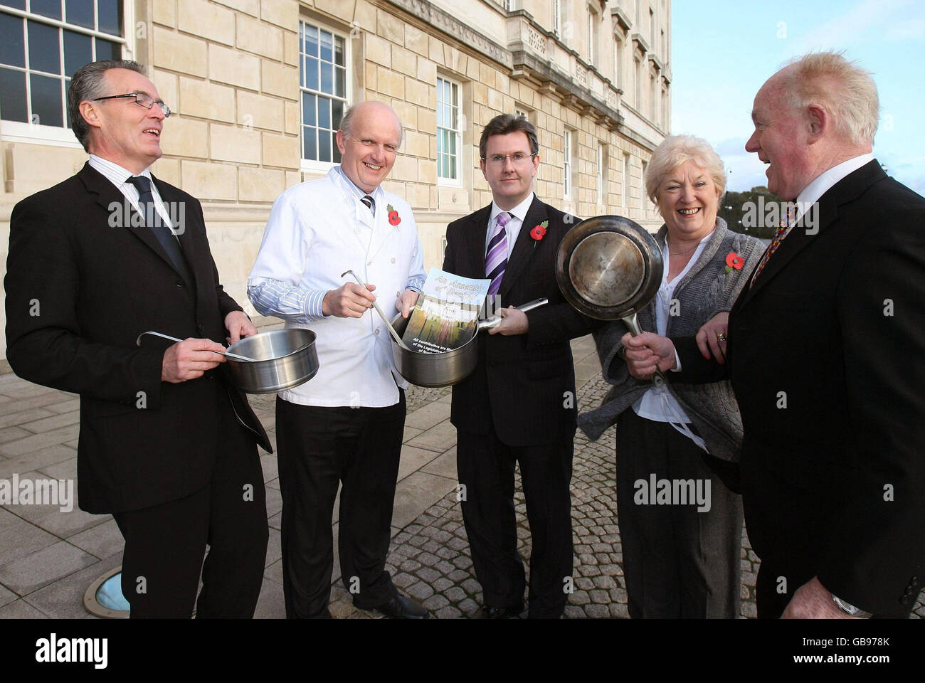 Kieran McCarthy, Strangford MLA (right) jokes with from left to right ...