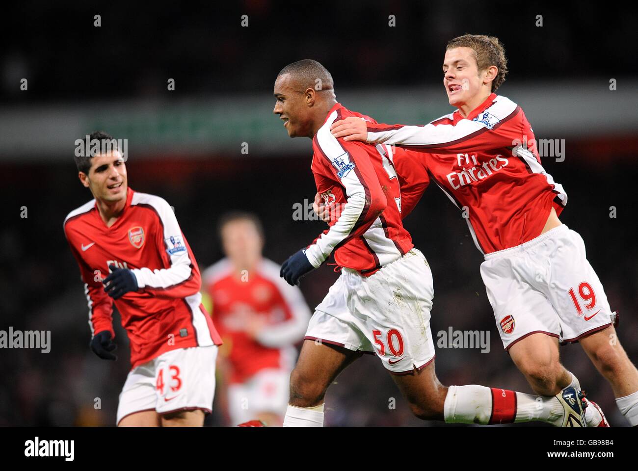 Arsenals jay simpson centre celebrates scoring the opening goal hi-res ...