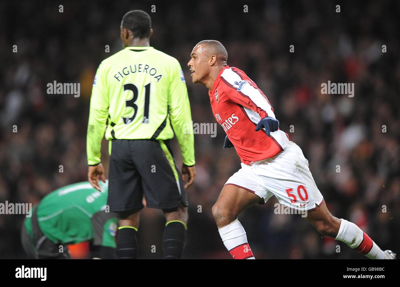 Arsenals jay simpson centre celebrates scoring the opening goal hi-res ...