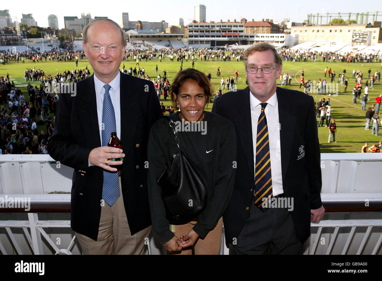 Cathy Freeman with Phil Sheldon, Chief Executive of Surrey CCC (r) and ...