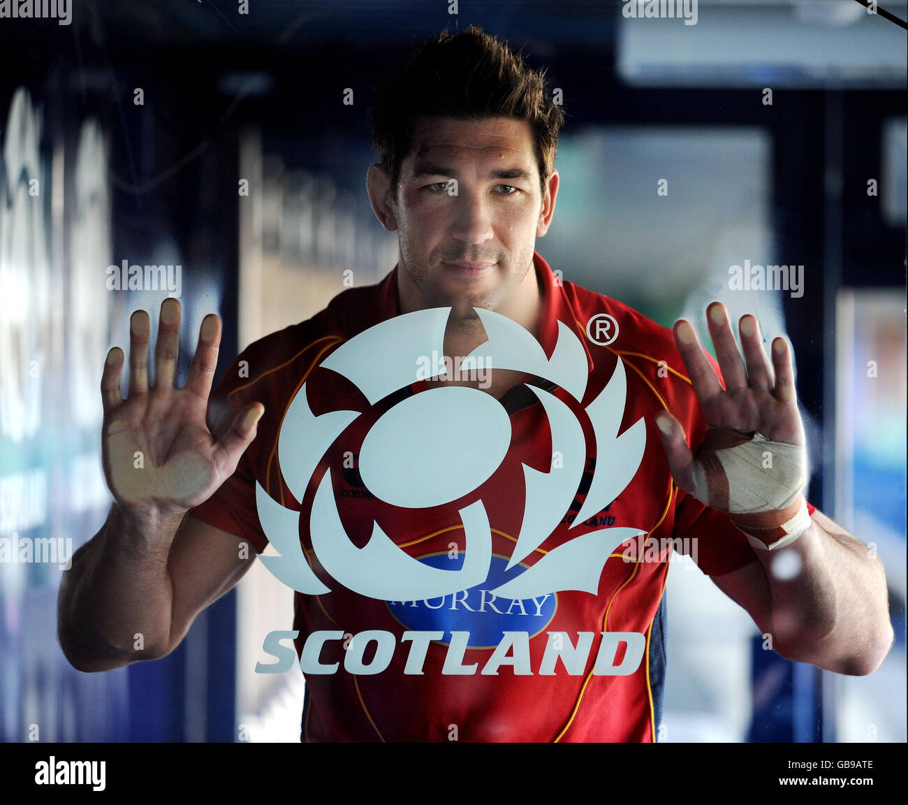 Scotland's Nathan Hines poses for photographers following a press ...