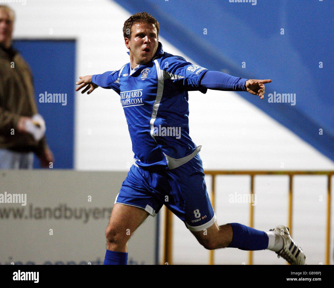 Grays' Sam Sloma celebrates scoring his sides opening goal of the game ...