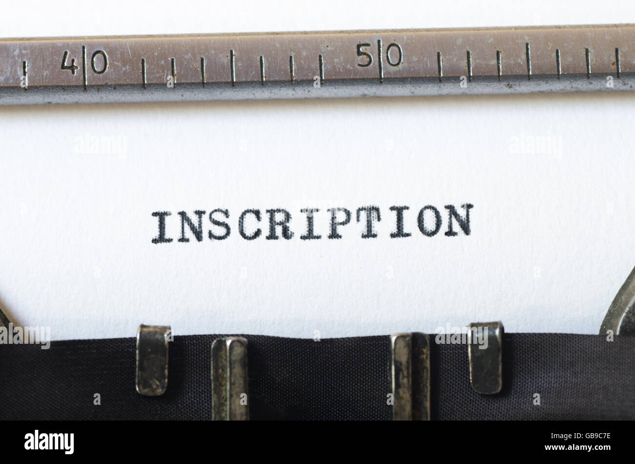 word inscription typed on old typewriter Stock Photo - Alamy