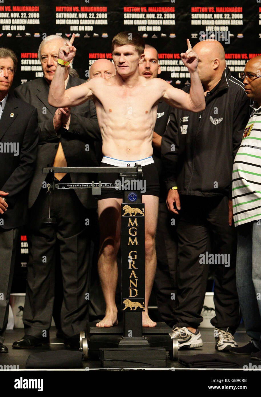 Ricky Hatton during his weigh-in at the MGM Grand Hotel in Las Vegas ...