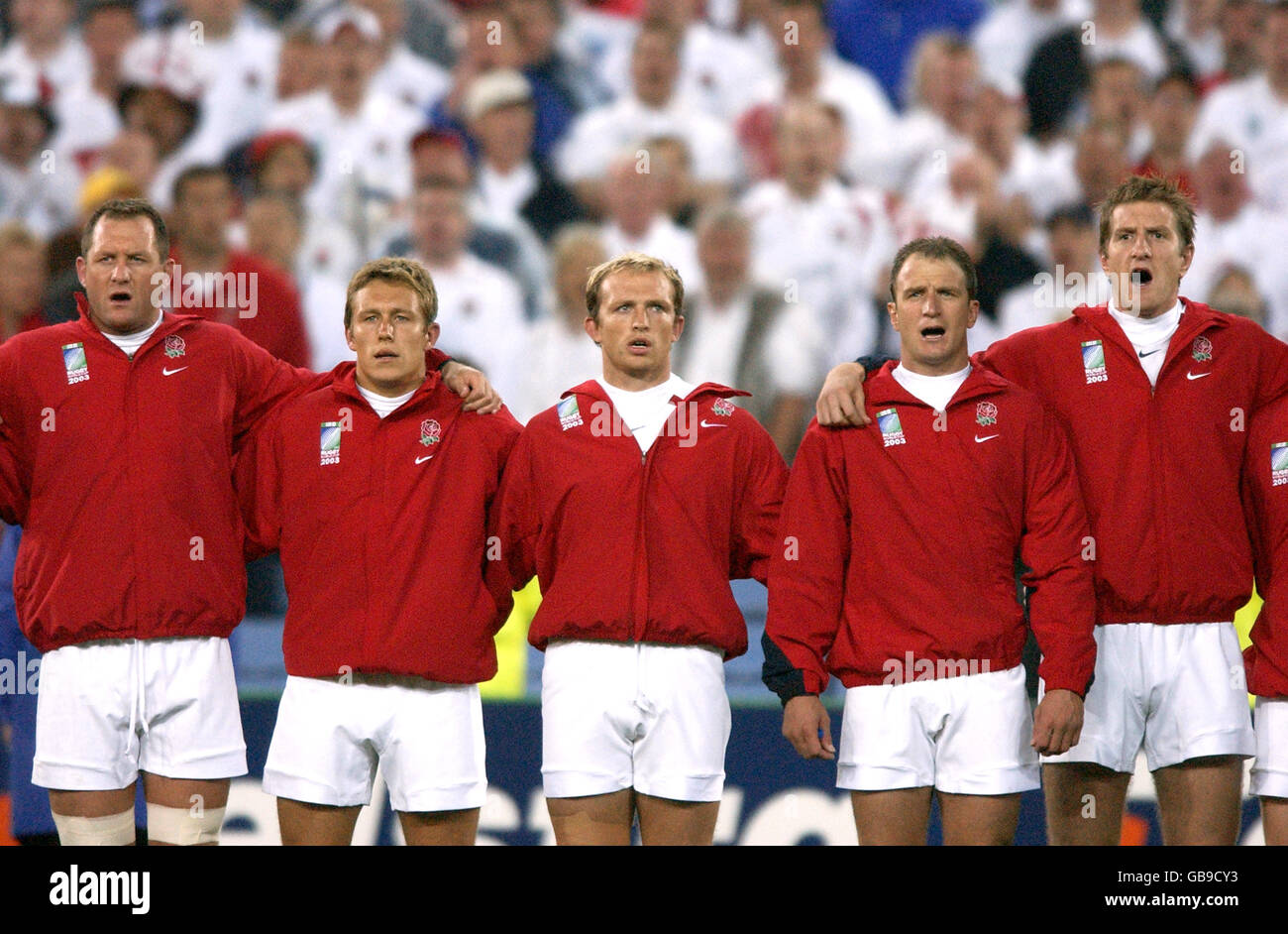 (l to r) England's Richard Hill, Jonny Wilkinson, Matt Dawson, Mike ...