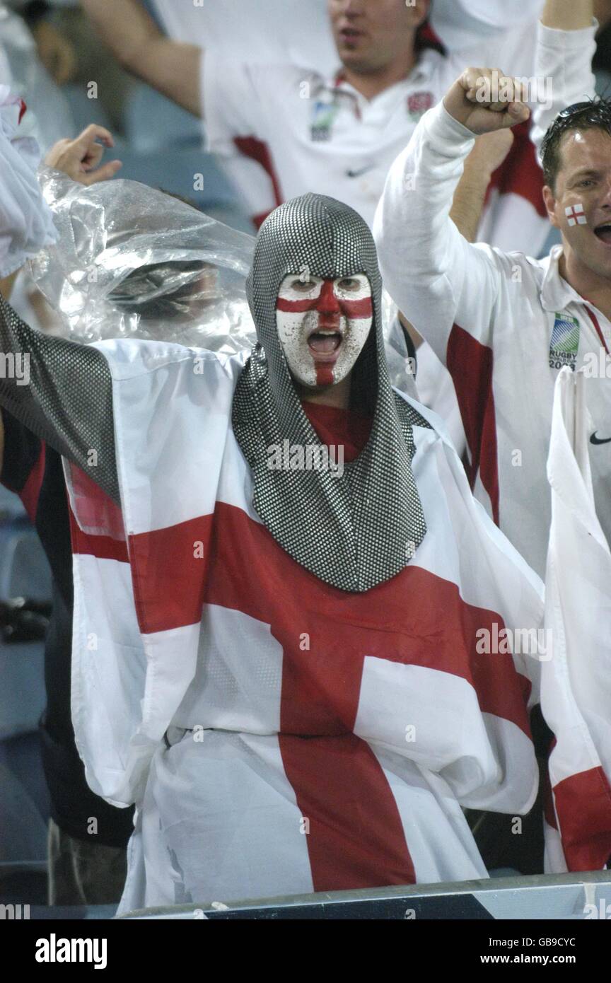 An england fan dressed as st george celebrates victory hi-res stock ...