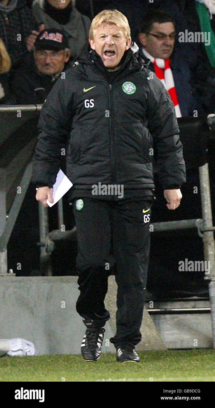 Uefa champions league match aalborg stadion hi-res stock photography ...