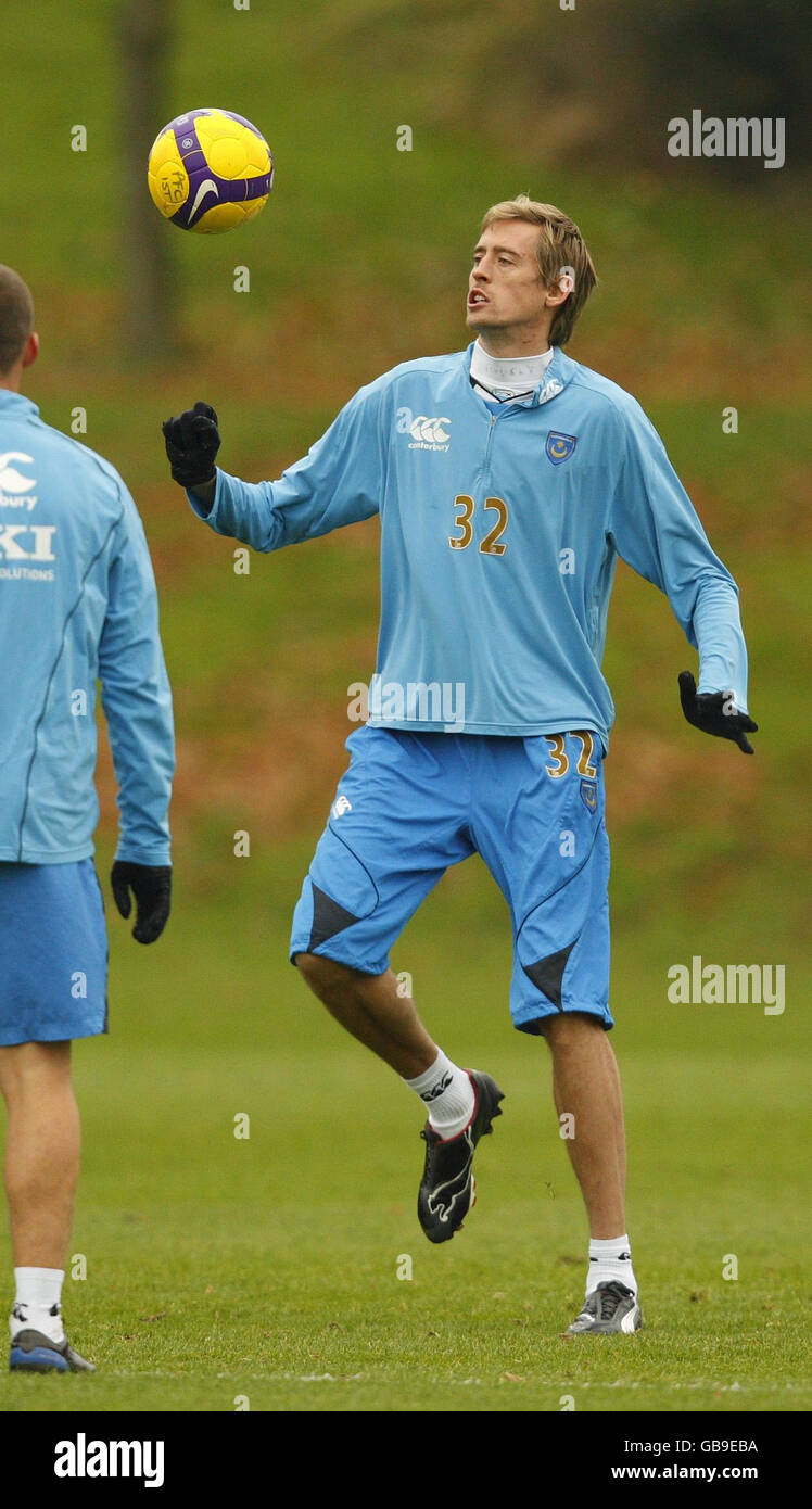 Portsmouth's Peter Crouch during a training session at their training ...