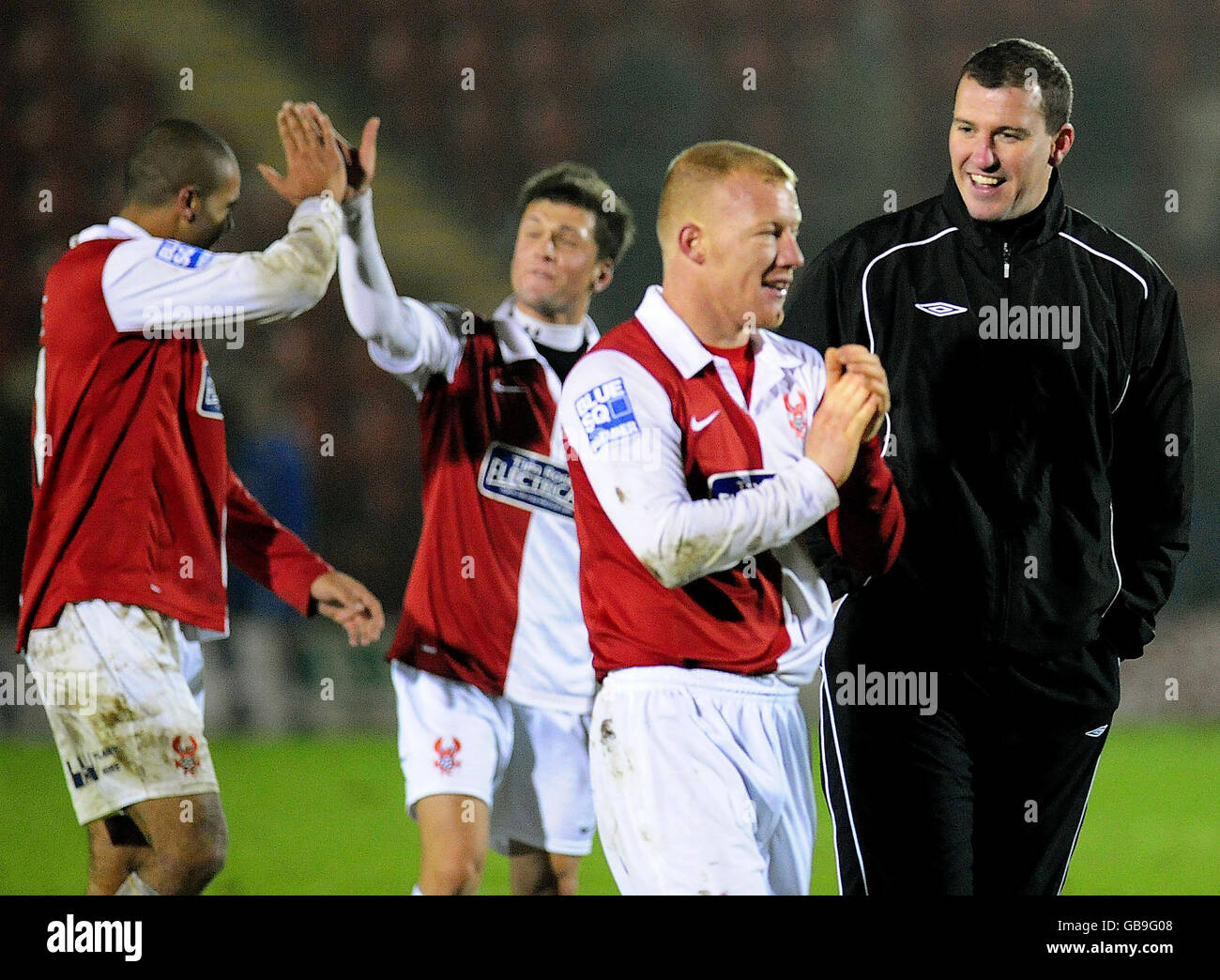 Kidderminster's manager Mark Yates (right) with Andy Ferrell after ...