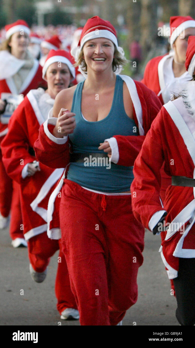 Charity London Santa Run Stock Photo - Alamy