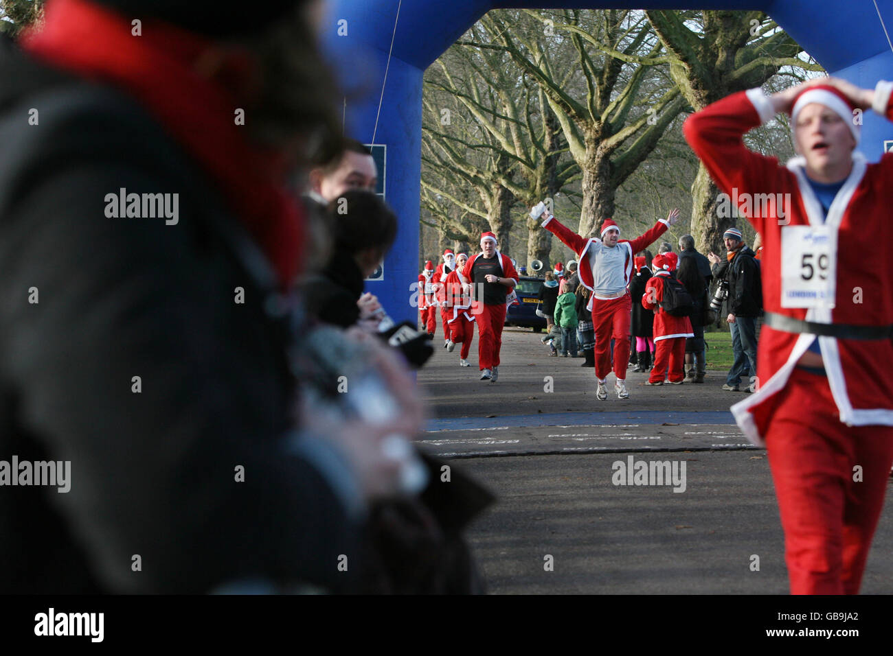 Charity London Santa Run Stock Photo - Alamy