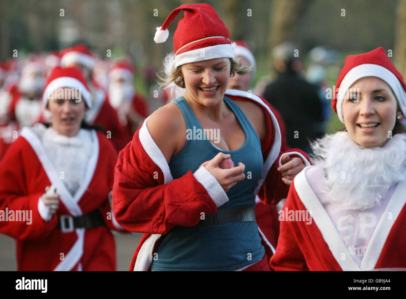 Charity London Santa Run Stock Photo - Alamy