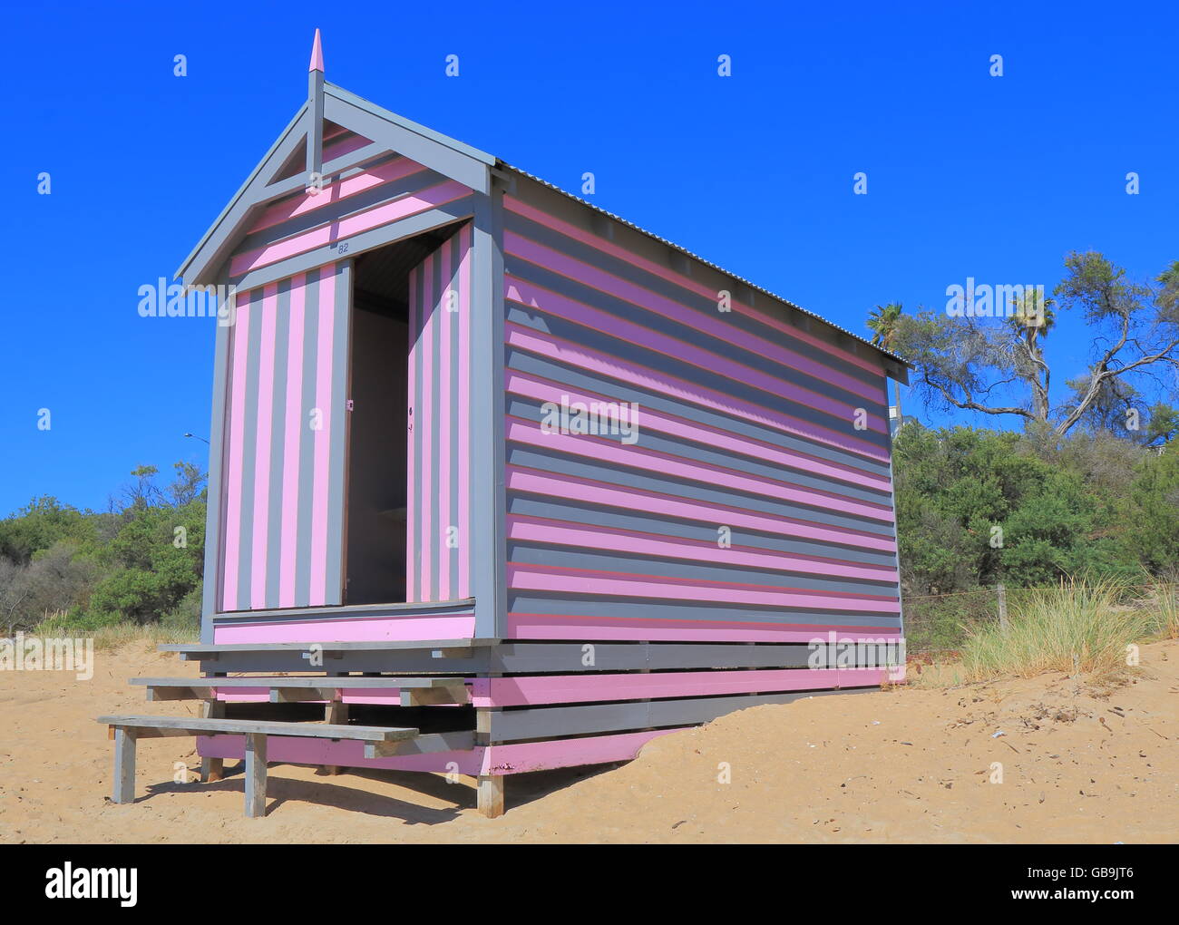 Famous bathing boxes in Brighton beach in Melbourne Australia Stock ...