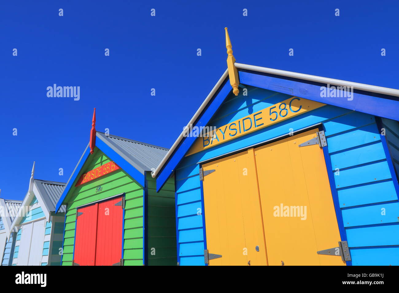 Famous bathing boxes in Brighton beach in Melbourne Australia Stock ...