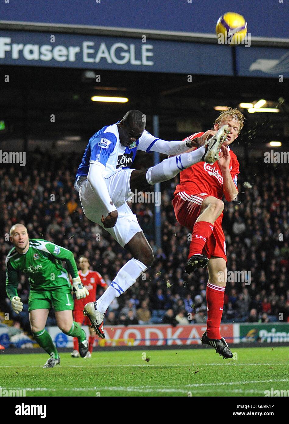 Blackburn Rovers' Christopher Samba and Liverpool's Dirk Kuyt battle ...