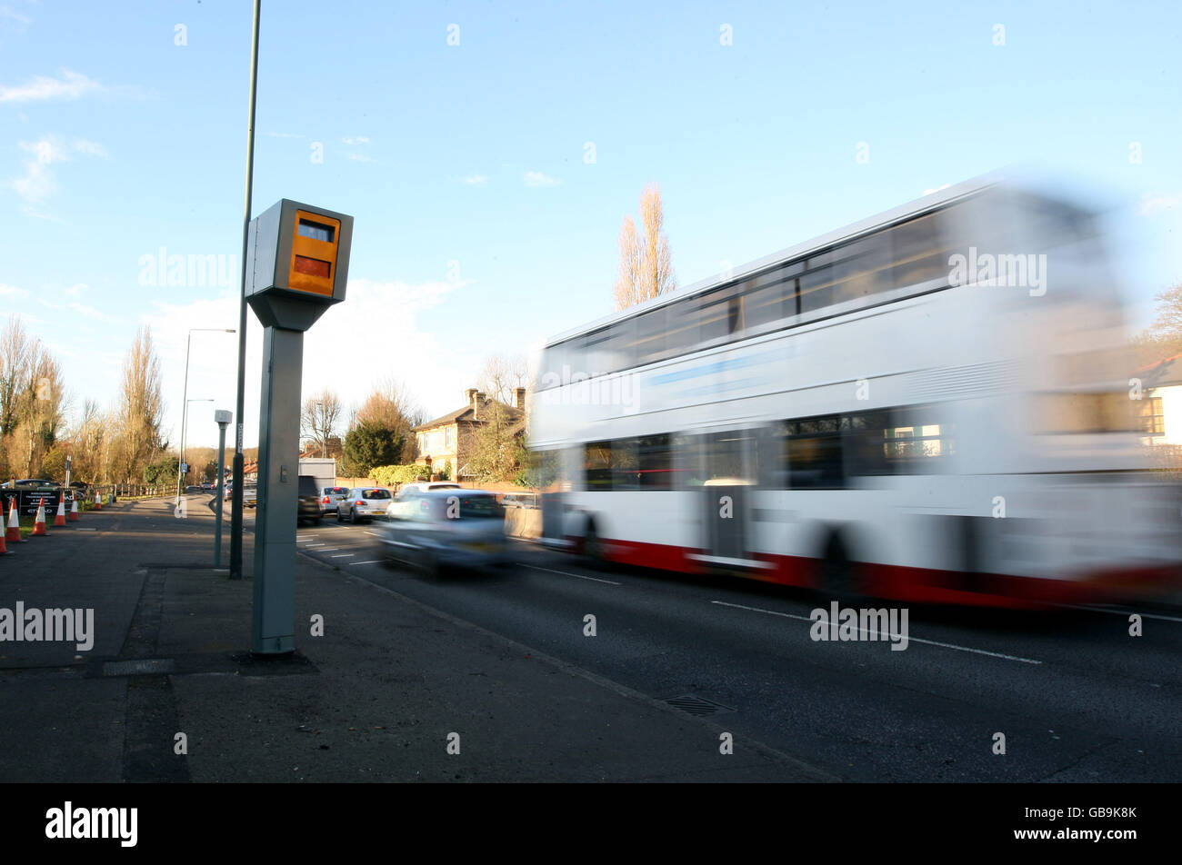 An average speed (time-over-distance) speed camera manufactured by ...