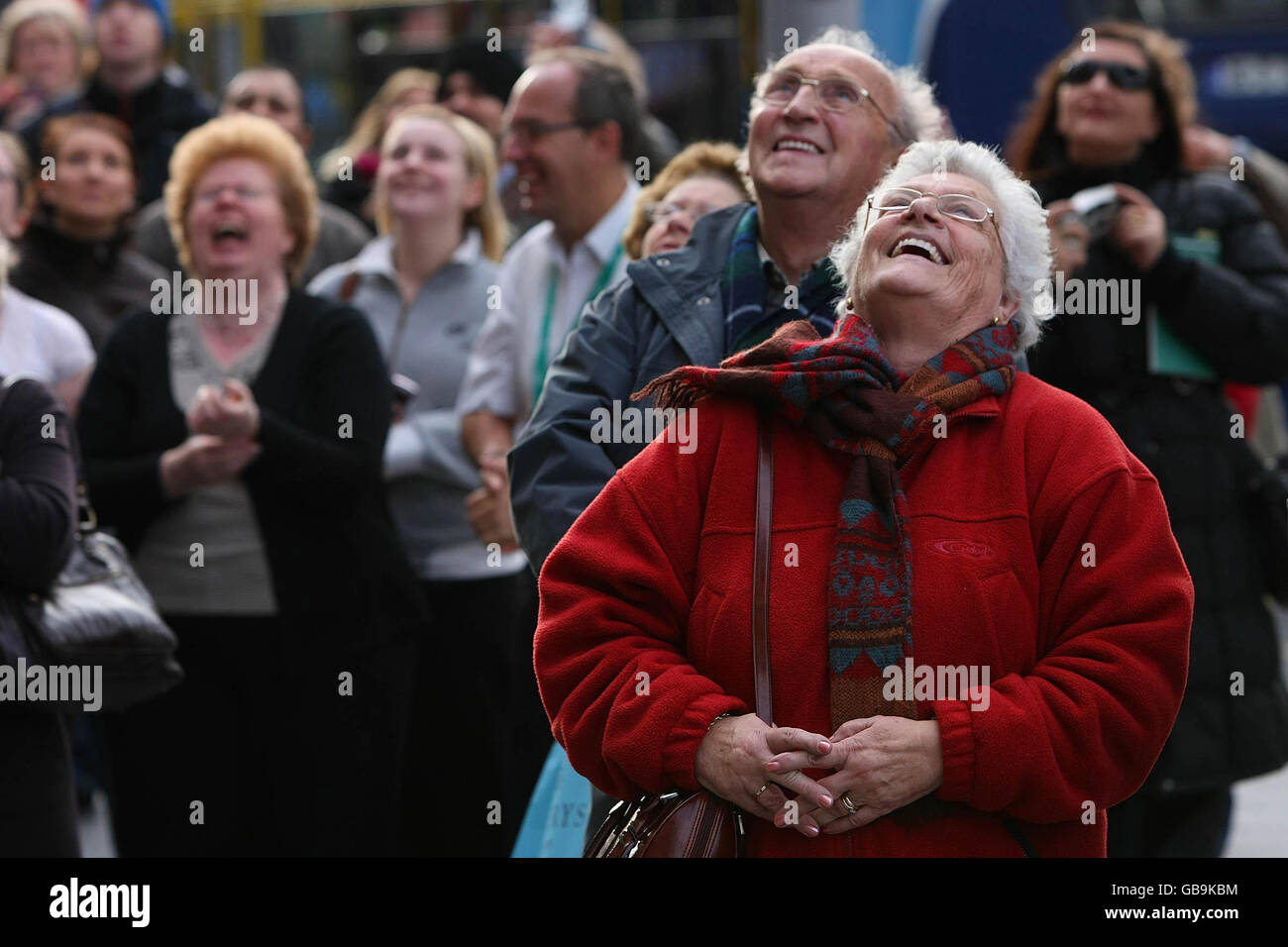 The crowd watches as Santa abseils down past the famous Clery's Clock ...