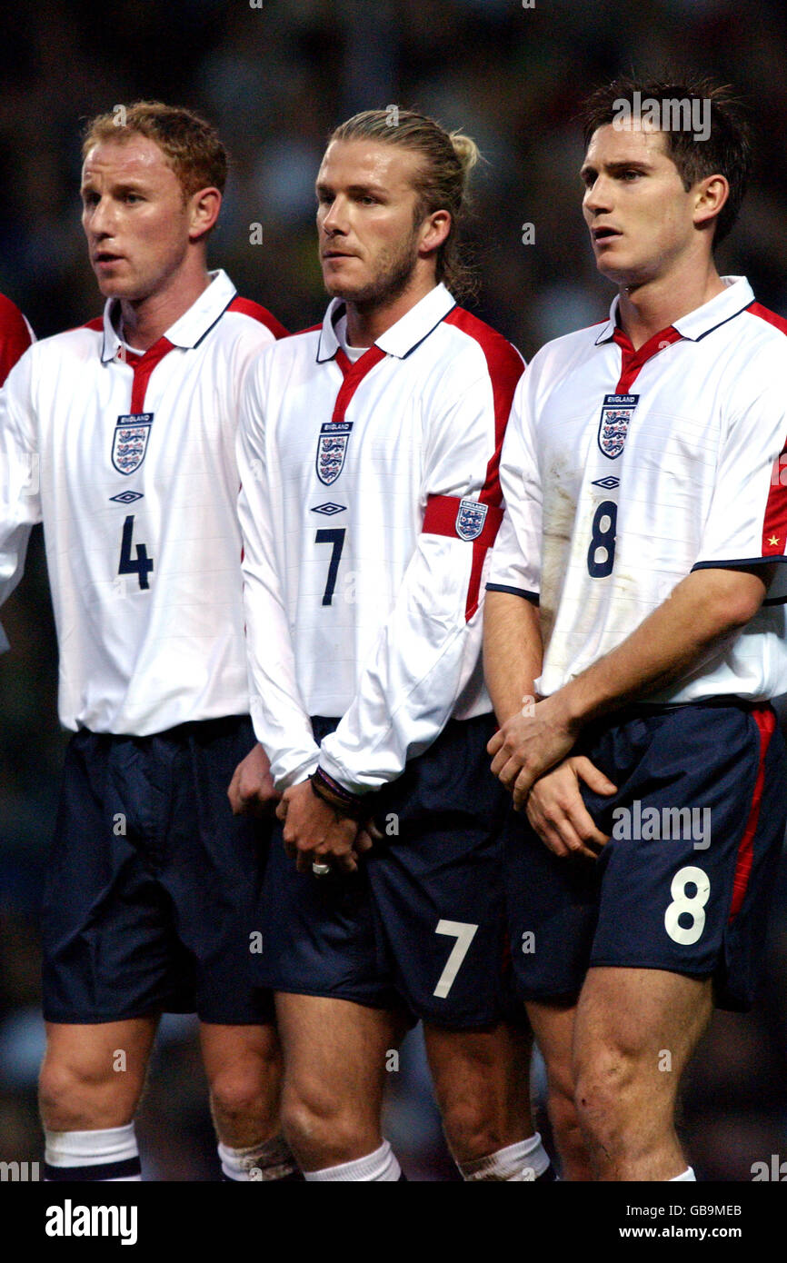 (L-R) England's Nicky Butt, David Beckham and Frank Lampard line up in ...