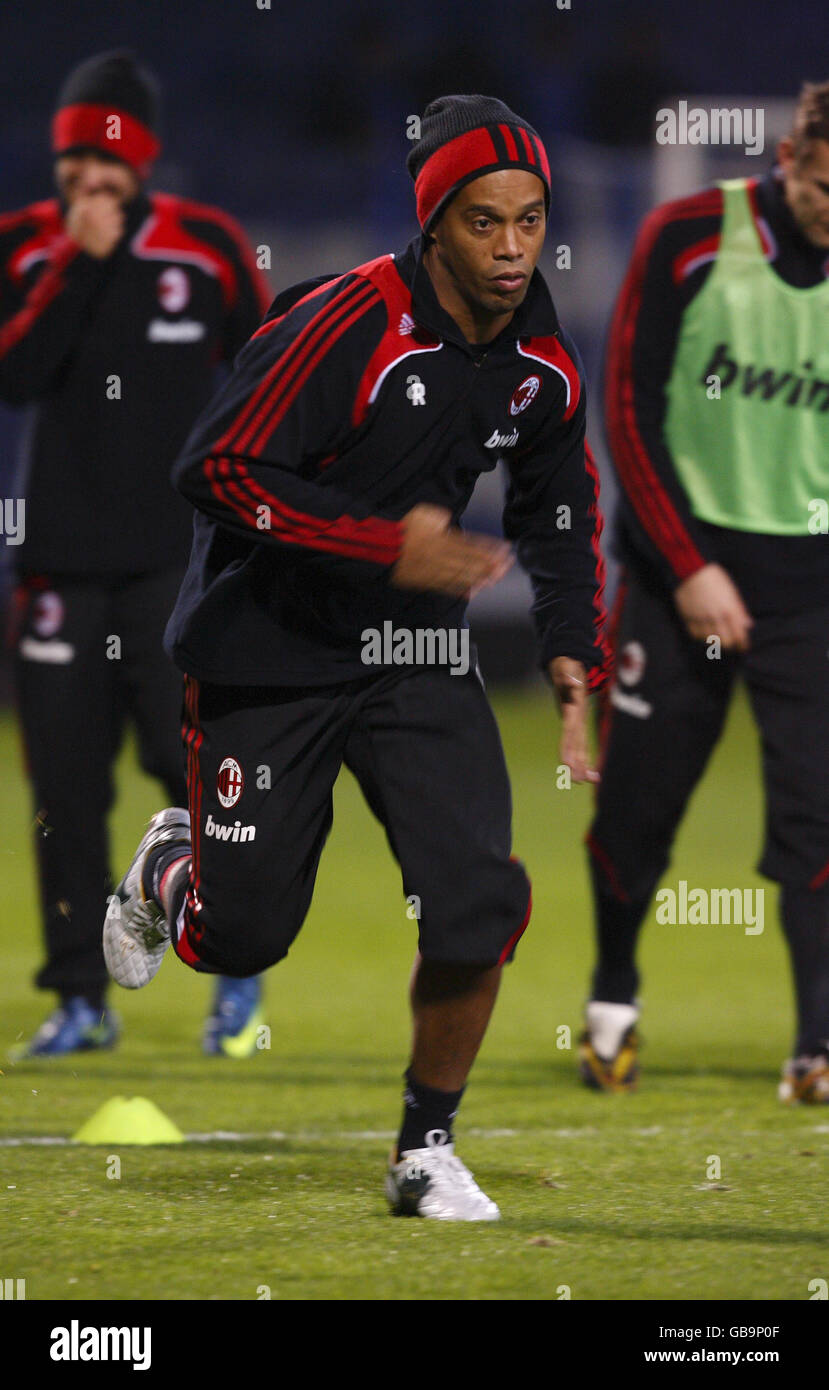 Ac milans ronaldinho training session fratton park hi-res stock ...