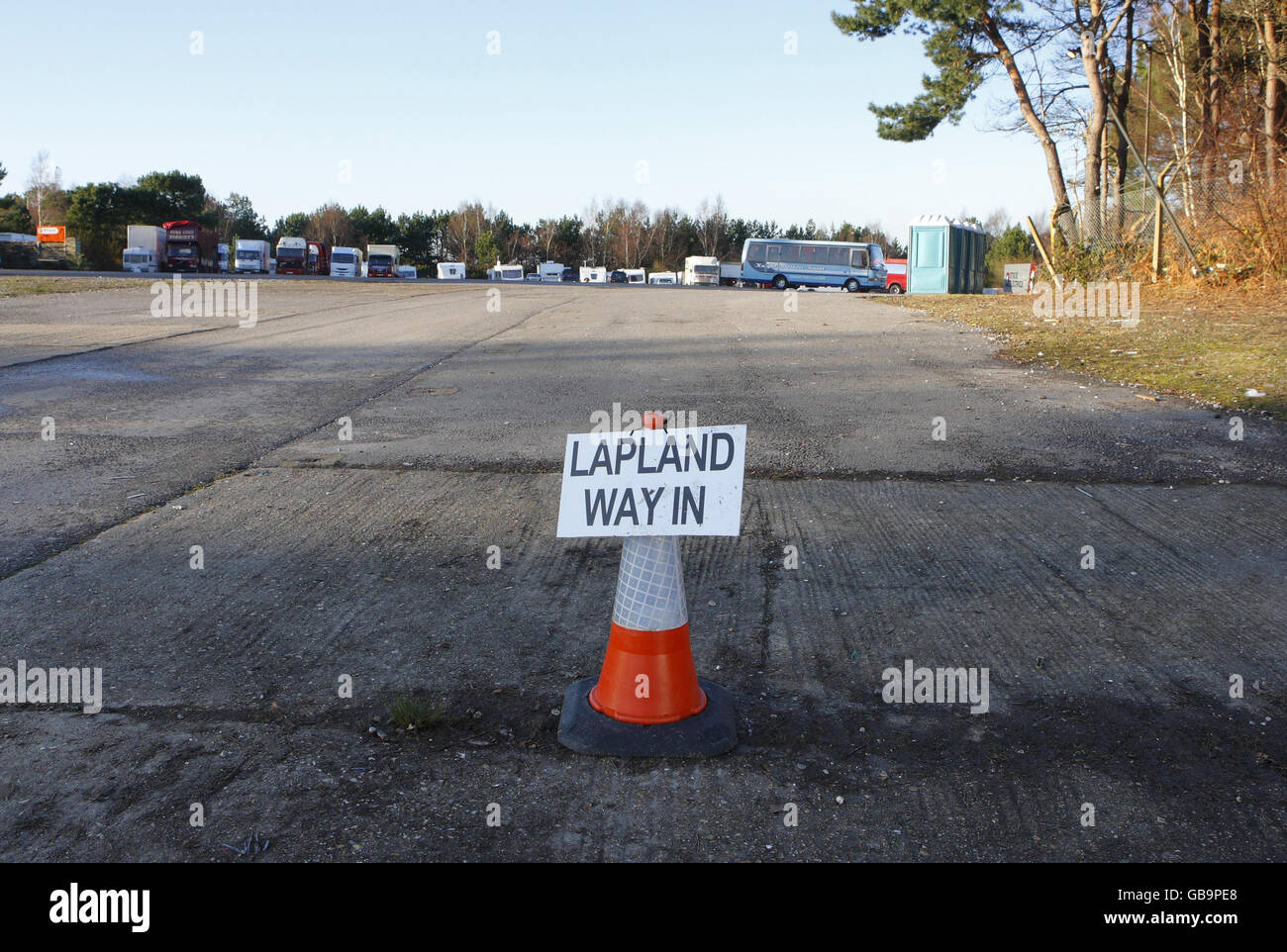 A sign attached to a traffic bollard welcomes visitors to Lapland New ...