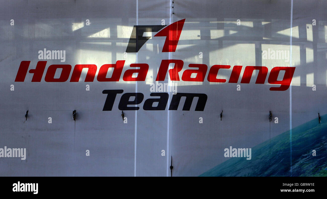 A sign at the entrance to the F1 Honda Racing Team headquarters at ...
