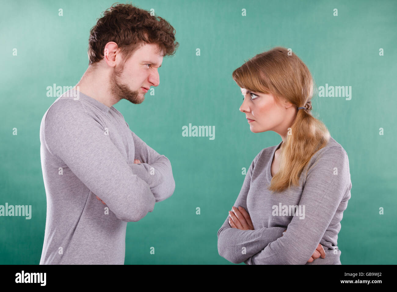 Bad relationship and divorce. Expressive young couple yelling shouting ...