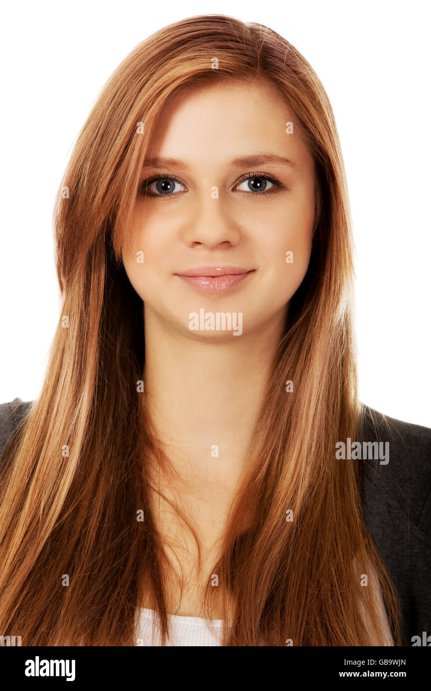 Pretty teenager girl smiling in cheerful mood Stock Photo - Alamy