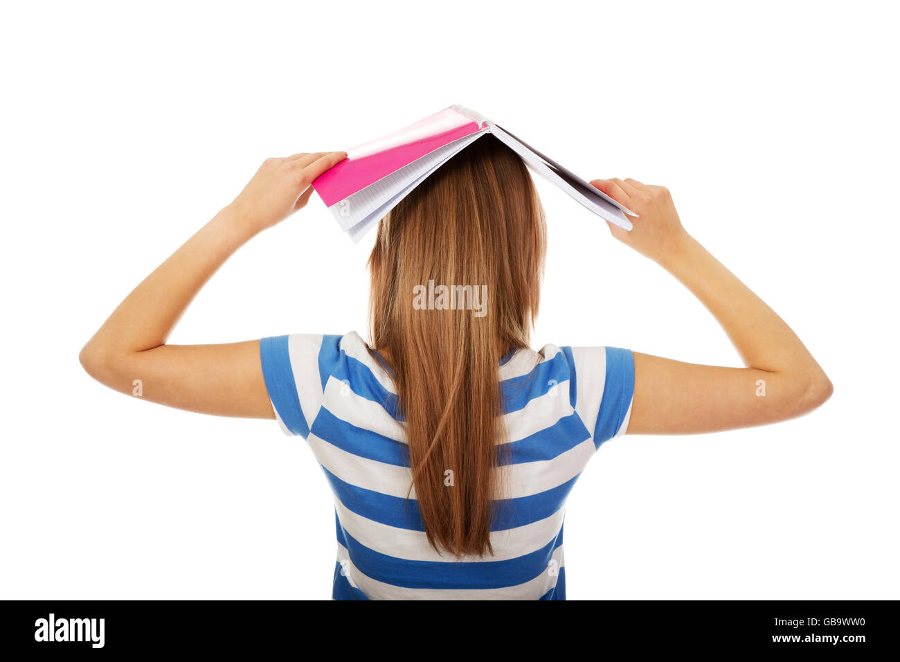 Back view of screaming teenage woman Stock Photo - Alamy
