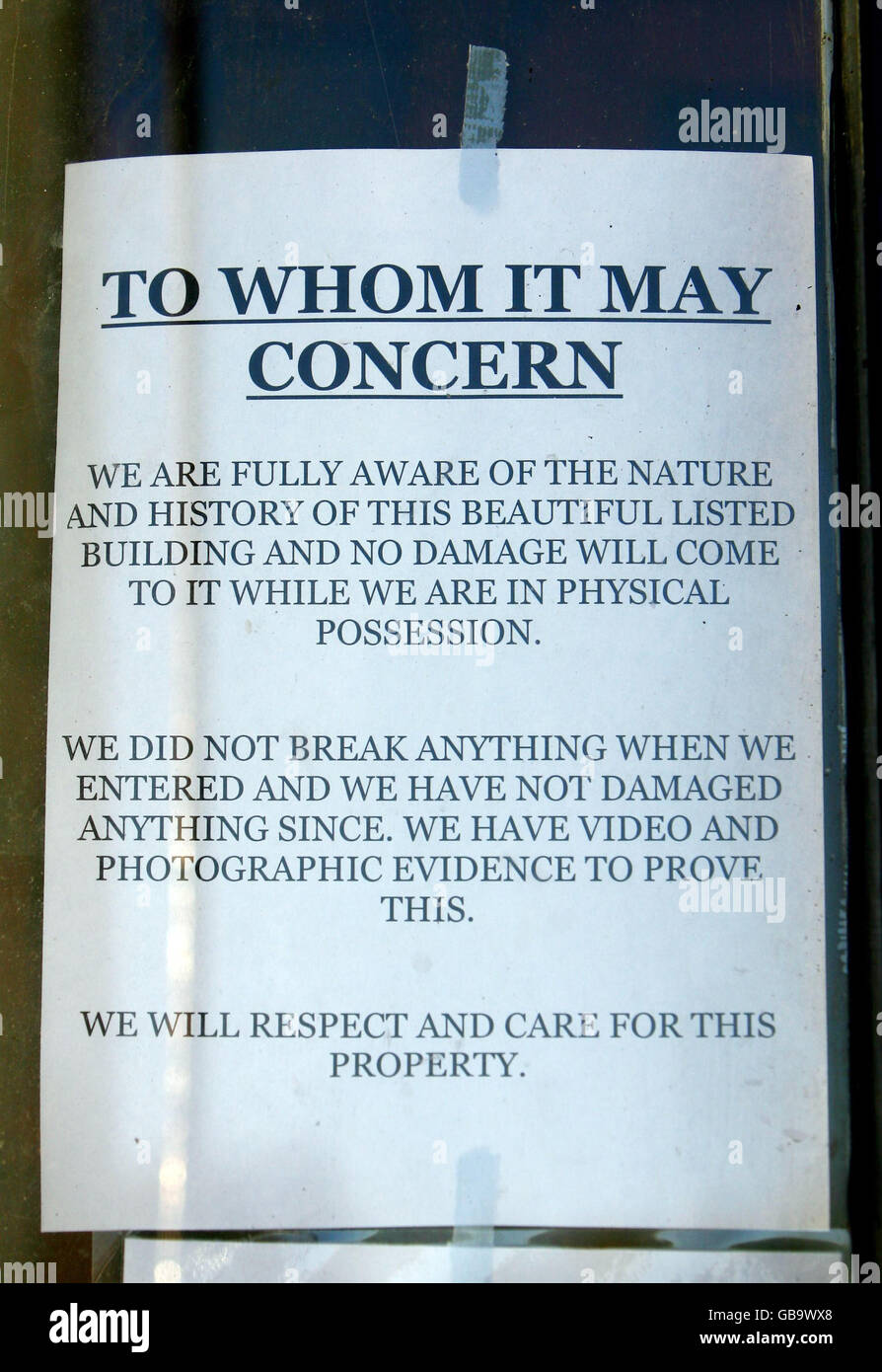 A notice on the door of Fife House in Brighton, East Sussex, valued at ...
