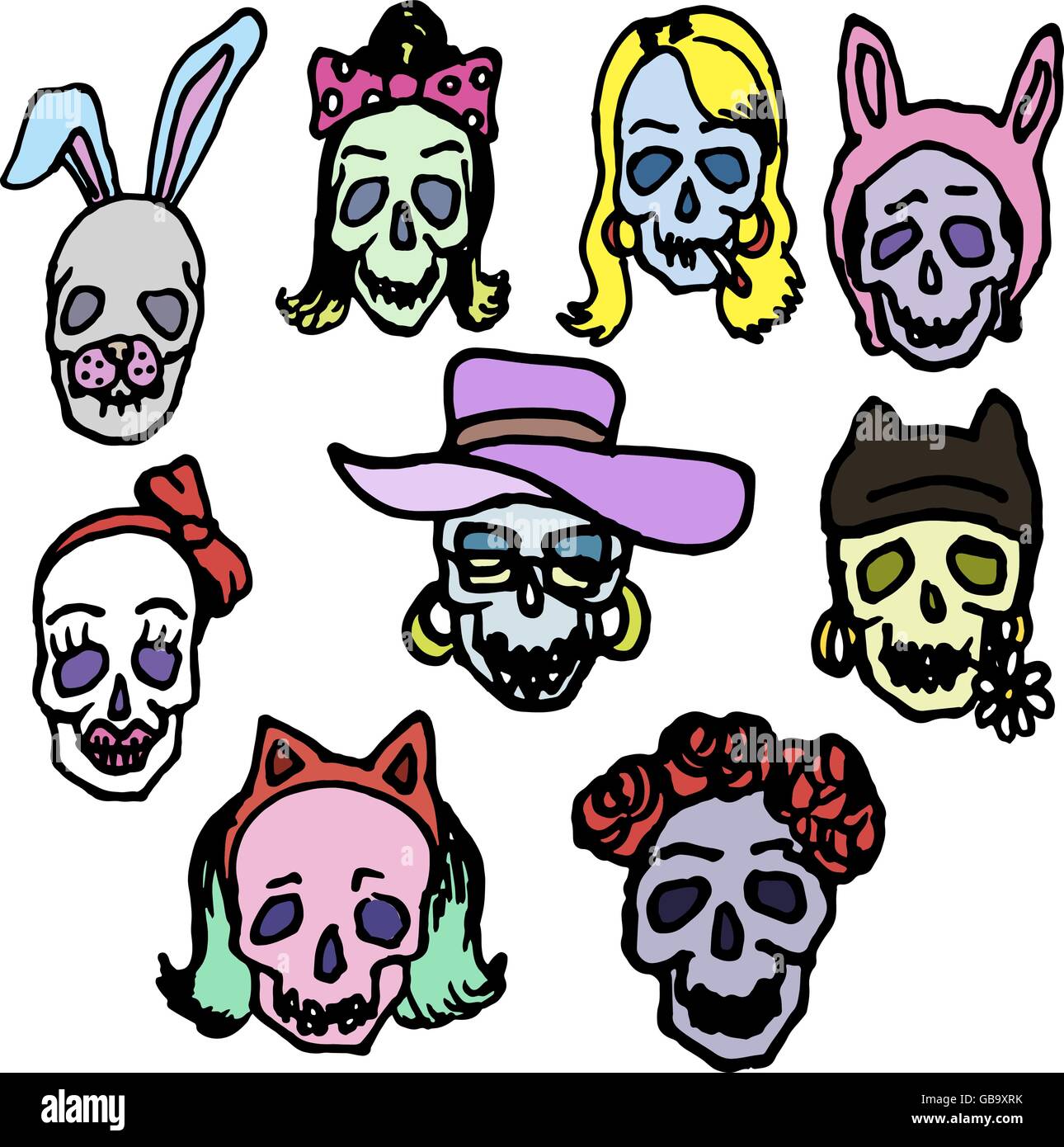 Colorful hand-painted skull. Vector.Illustration Stock Vector Image ...