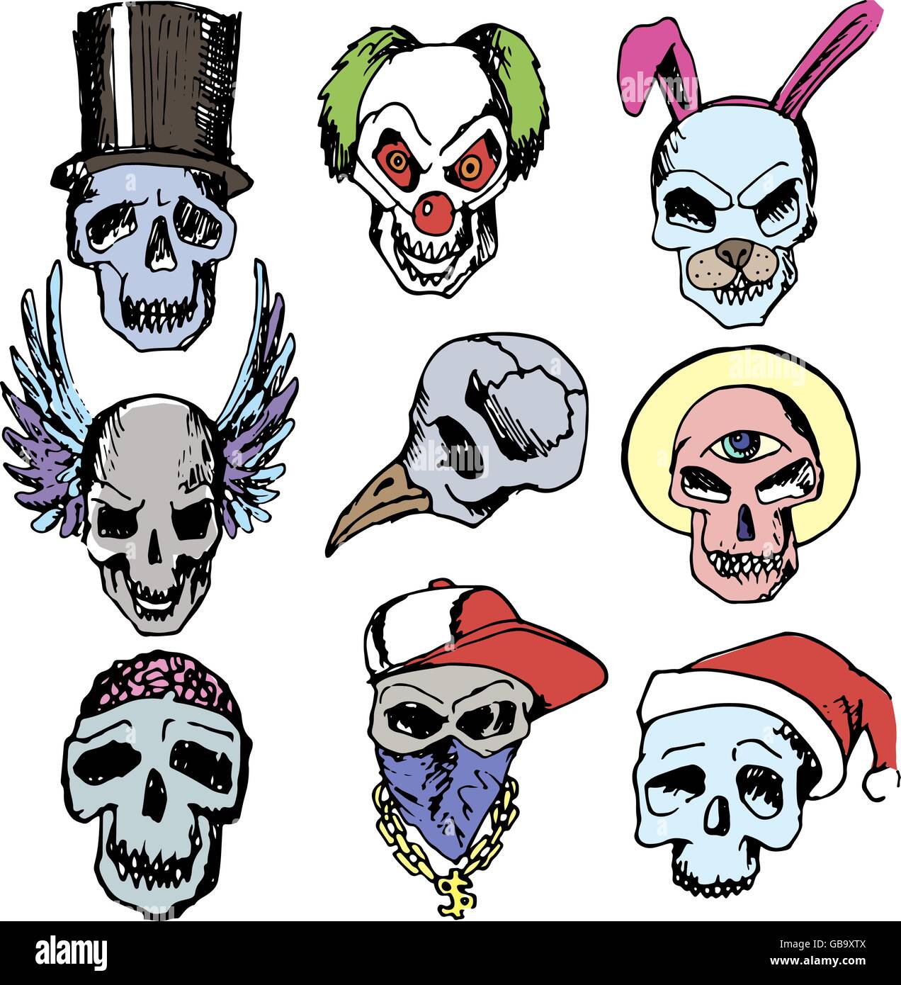 Colorful hand-painted skull. Vector.Illustration Stock Vector Image ...
