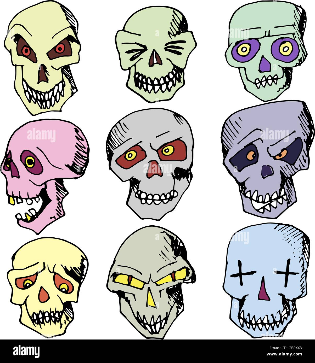 Colorful hand-painted skull. Vector.Illustration Stock Vector Image ...